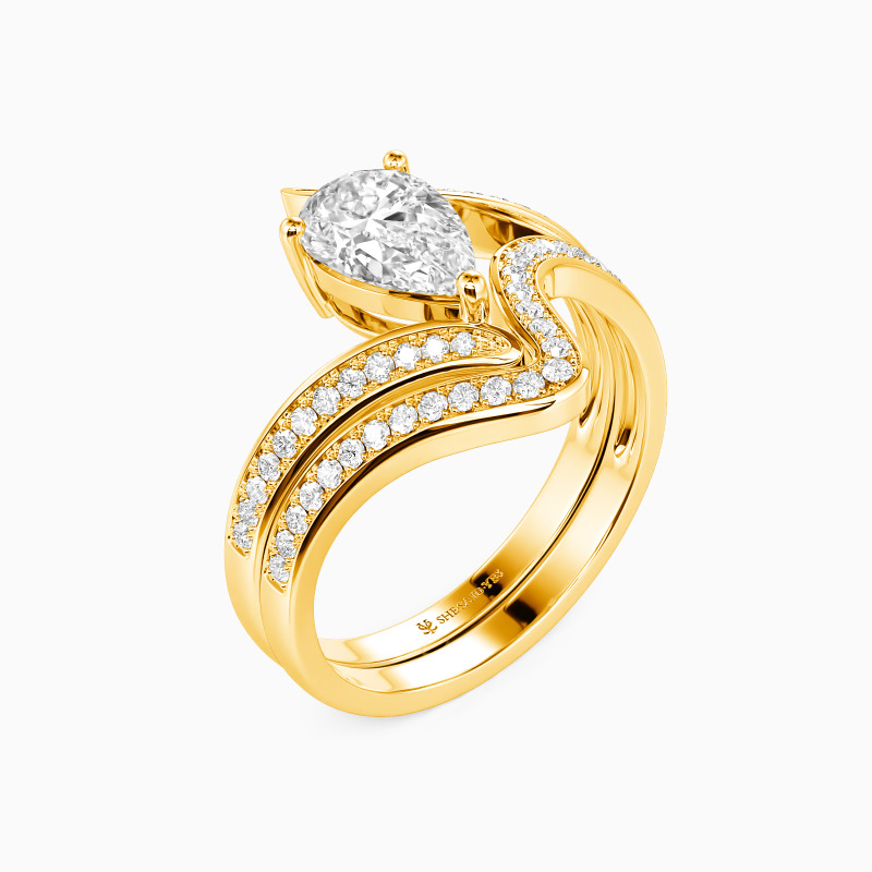 "The Lord of Love" Pear Cut Sculptural 2pcs Bridal Set | She Said Yes