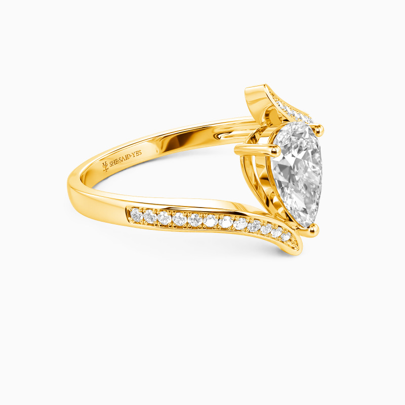 "The Lord of Love" Pear Cut Sculptural Side Stone Engagement Ring | She ...