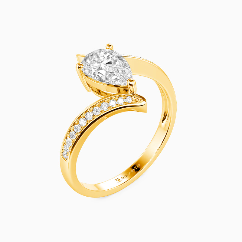 "The Lord of Love" Pear Cut Sculptural Side Stone Engagement Ring | She ...