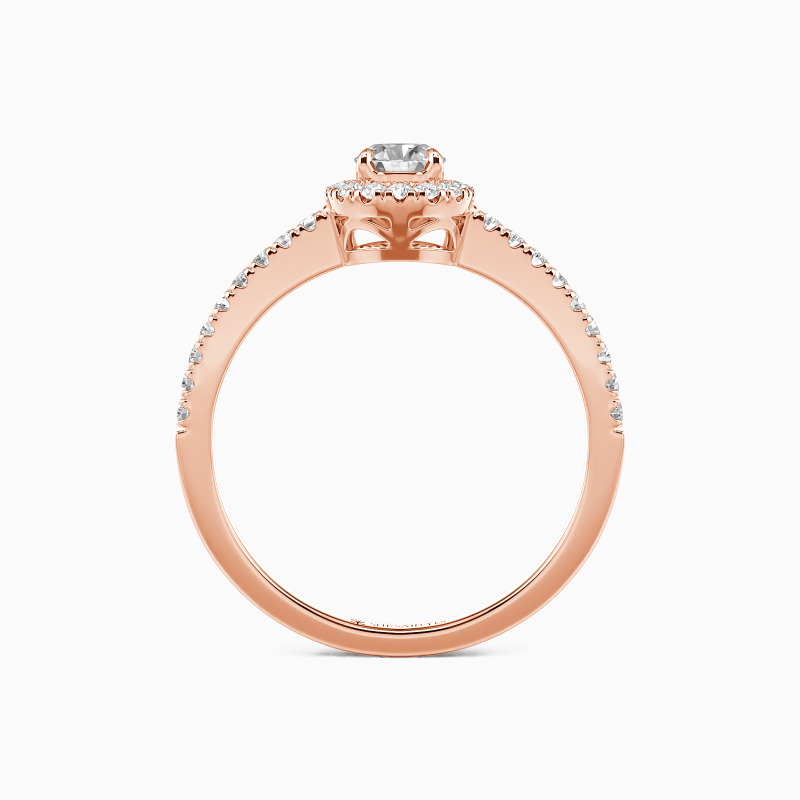 "Fall Into Love" 0.8ct Round Cut Halo Engagement Ring | She Said Yes