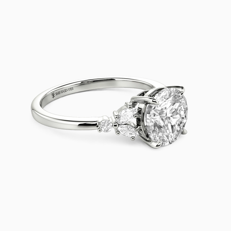 "Where Love Grows" Round Cut Cluster Side Stone Engagement Ring | She ...