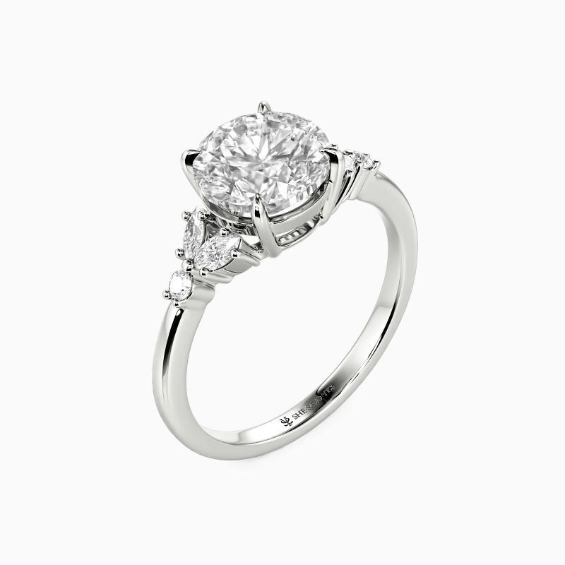 "Where Love Grows" Round Cut Cluster Side Stone Engagement Ring | She ...