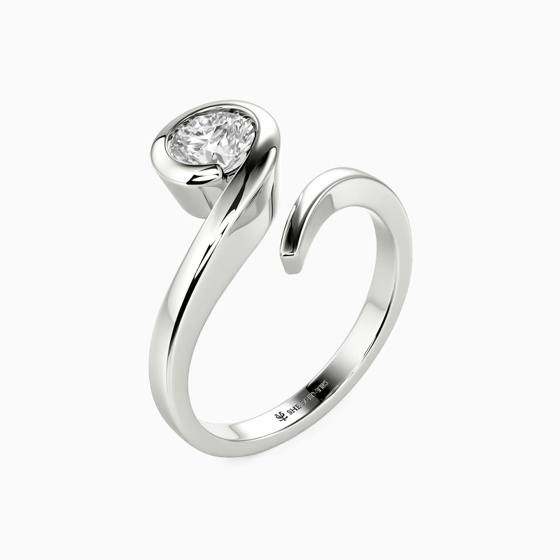 "A Life Oath" Round Cut Sculptural Solitaire Engagement Ring | She Said Yes