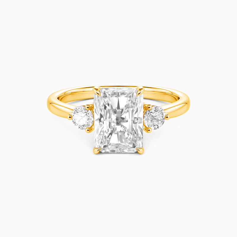 "Every Moment with You" Radiant Cut Three Stone Engagement Ring | She ...