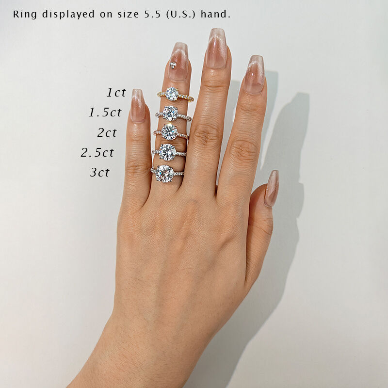 "Stand By Your Side" 1.5ct Round Cut Side Stone Engagement Ring - SHE ...