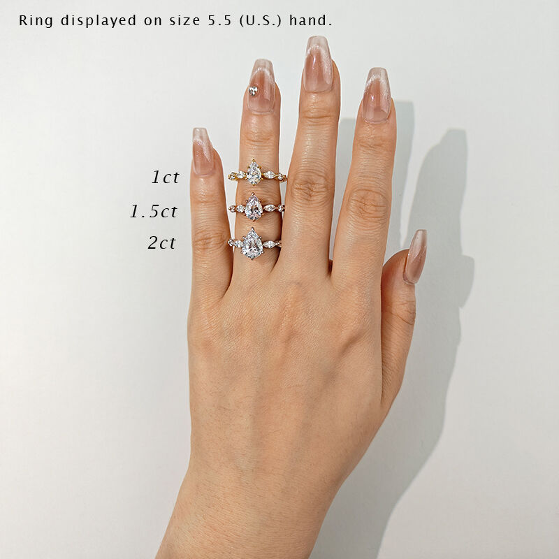 "Holy Promise" 1.5ct Pear Cut Side Stone Engagement Ring - SHE·SAID·YES Jewelry