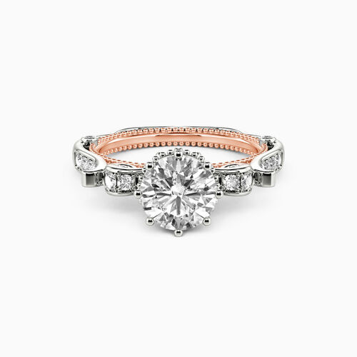 "Night Elopement" Round Cut Side Stone Engagement Ring | She Said Yes