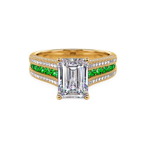 "Enchanted Love Story" Emerald Cut Side Stone Engagement Ring - SHE ...