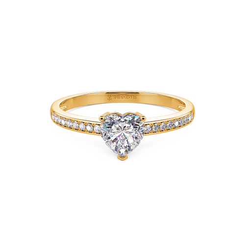 "Harbor of Love" 0.5ct Heart Cut Side Stone Engagement Ring | She Said Yes
